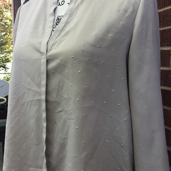 Calvin Klein | Tops | Calvin Klein Tan Blouse With Gems | Poshmark